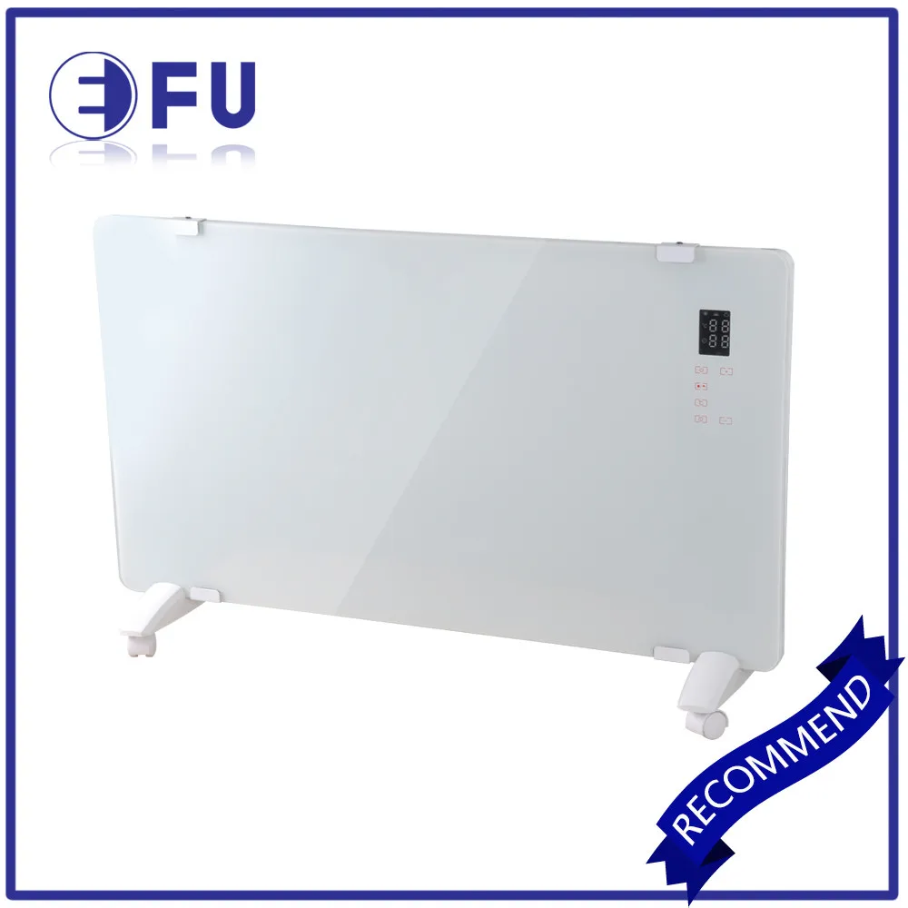 White Glass Led Display Electric Panel Heater Wall Mounted Convector ...