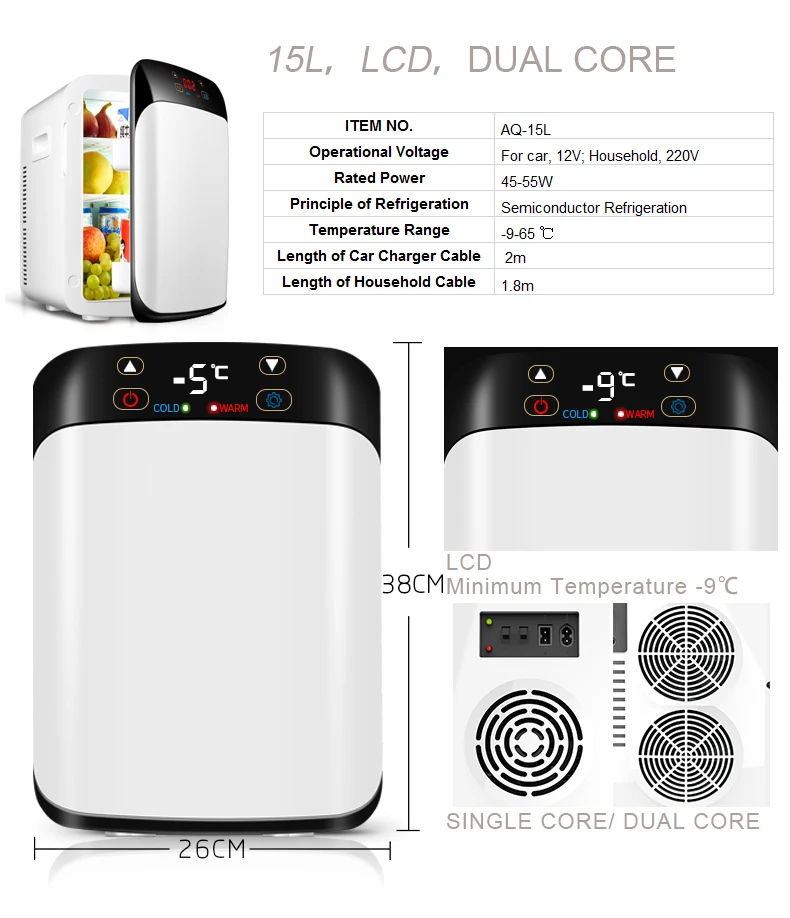 AQ-15L Double Cooling Mini Fridge - Perfect for Home & Hotel