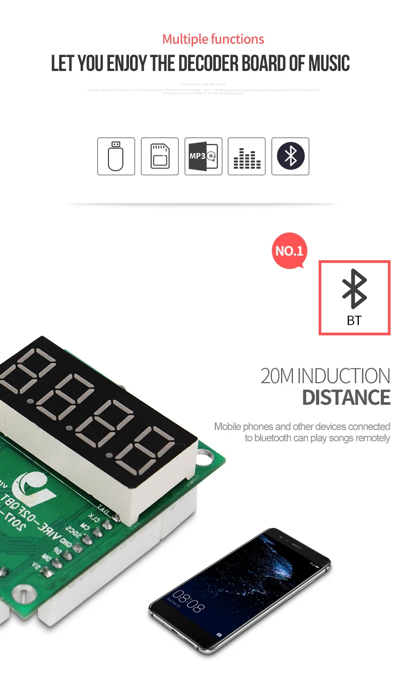 Mp3 Bluetooth Decoder Board Module - Voice Recorder & FM Radio