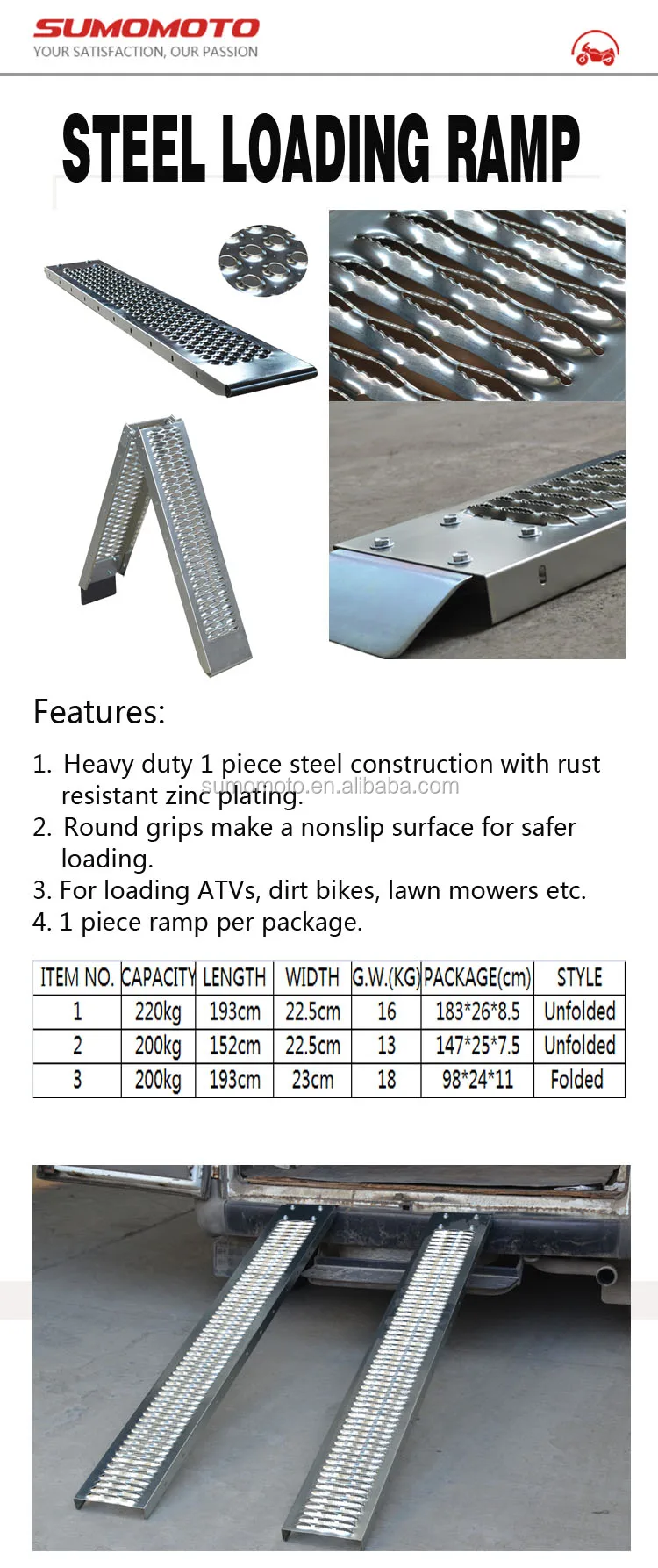 Unfolded Steel Atv Motorcycle Loading Ramp St-ramp-2 - Buy Adjustable ...