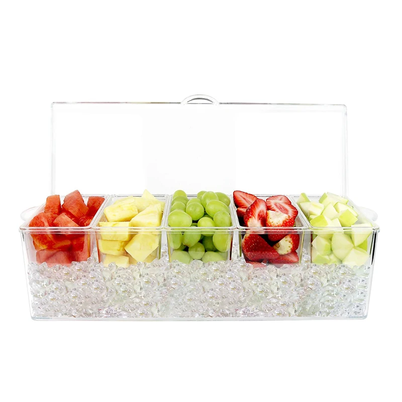 Chilled Condiment Server 5 Compartments Plastic Container For Condiment ...