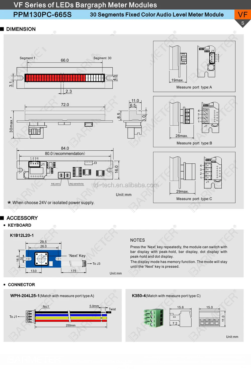 Taidacent PPM Meter Module - 30 Segments LED Sound Pressure Gauge