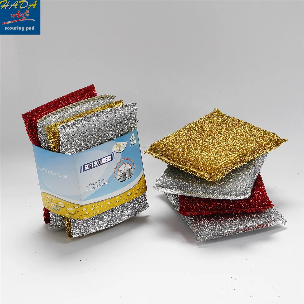 Mesh Sponge Silver Golden Foam Scouring Pad Sponge Kitchen Cleaning ...