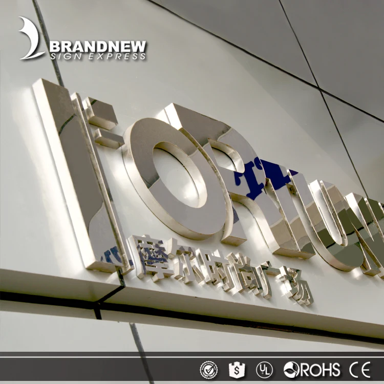 BRANDNEWSIGN Metal Channel Signage 3d Stainless Steel Hollow Letter ...