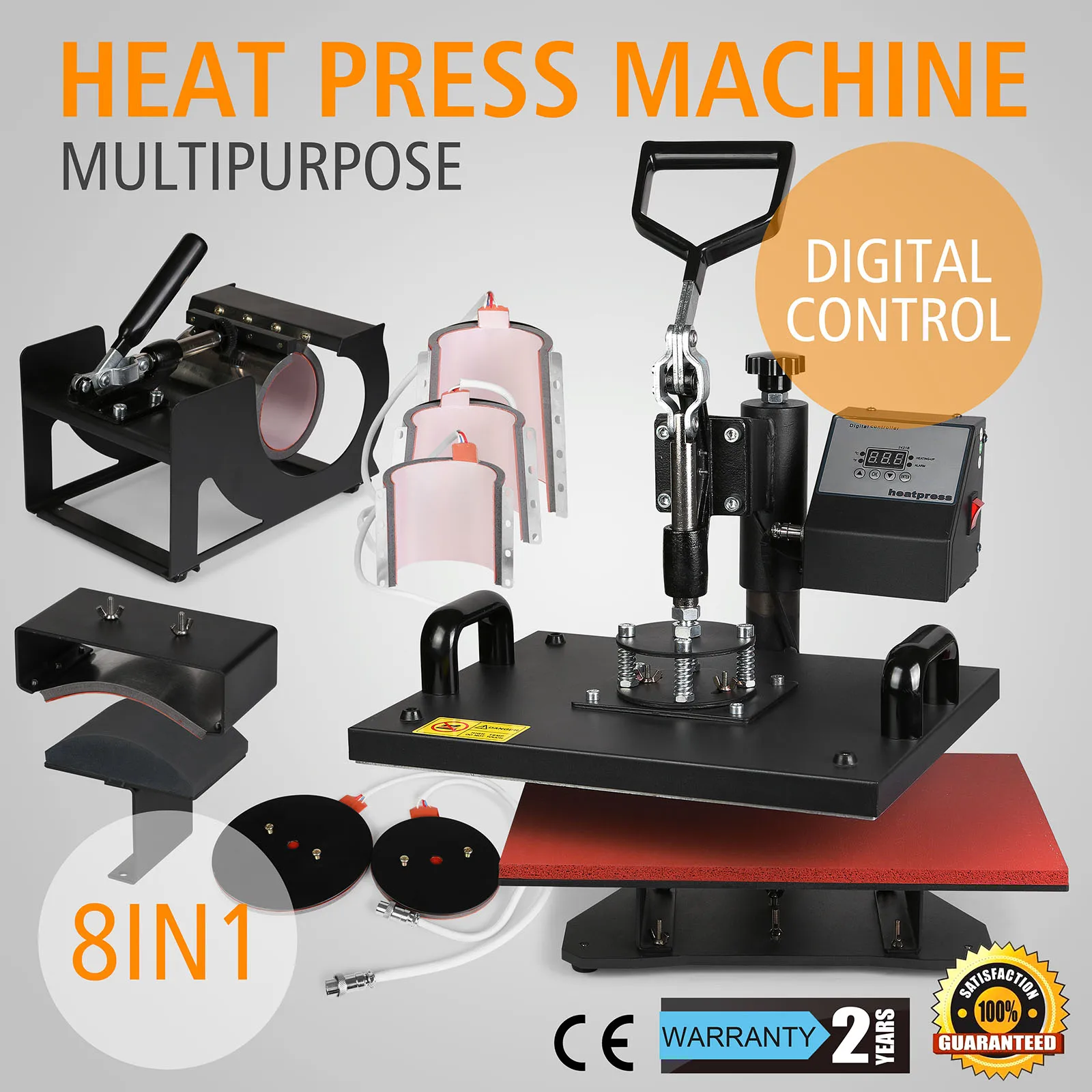 8 In 1 Digital Heat Press Machine Multifunctional Transfer Sublimation ...