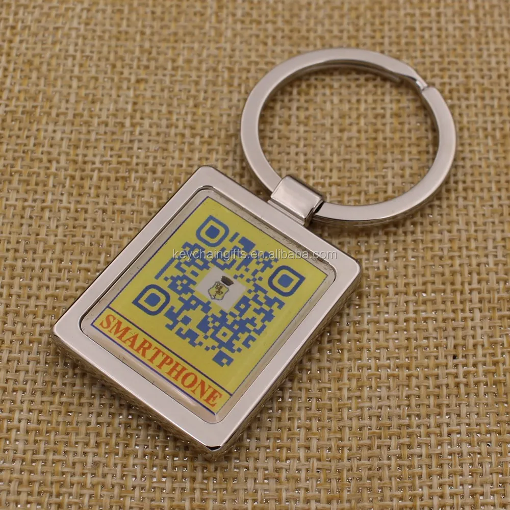 Promotion Custom Rectangle Metal Printing Qr Code Keychain - Buy Qr ...