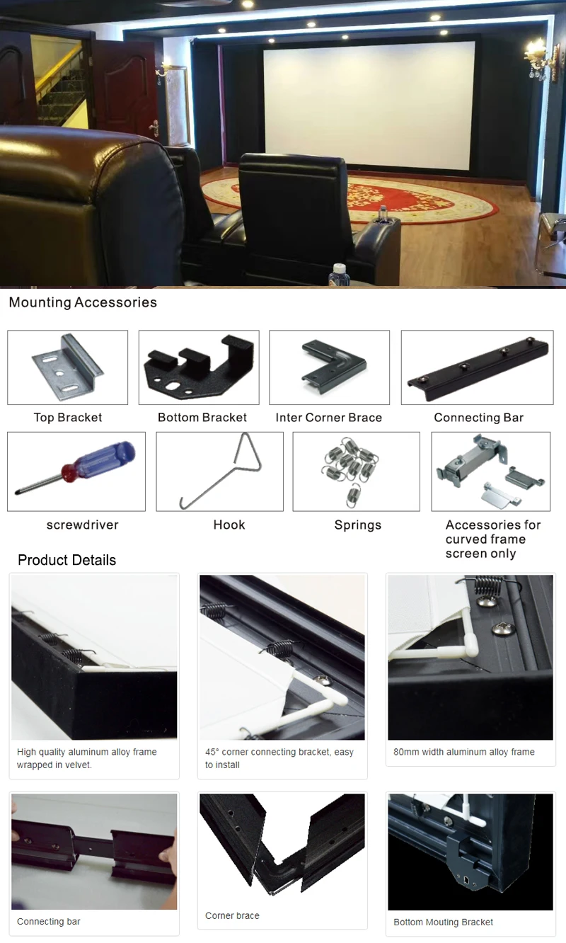 120 Inch Projector Screen Acoustic Transparent Screen Cinema Screen ...