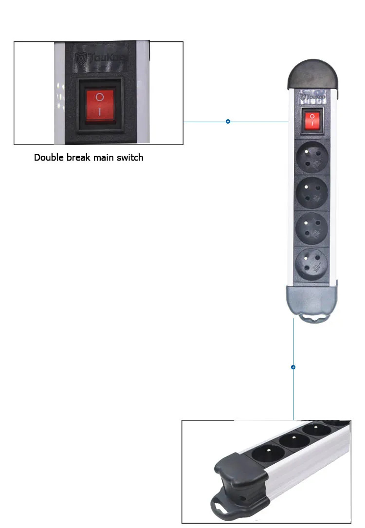 Ce European Power Strip 4 Way Extension Cord Multiple Socket With ...