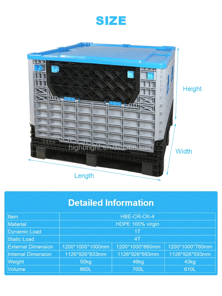 Foldable Bulk Container Sleeve Pack Pallet Bin Folding Plastic ...