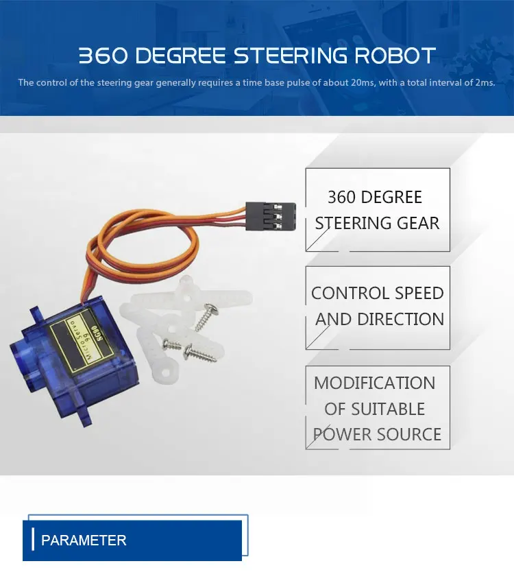 Micro 9g Sg 90 Servomotor Degree Kit - High Sensitivity