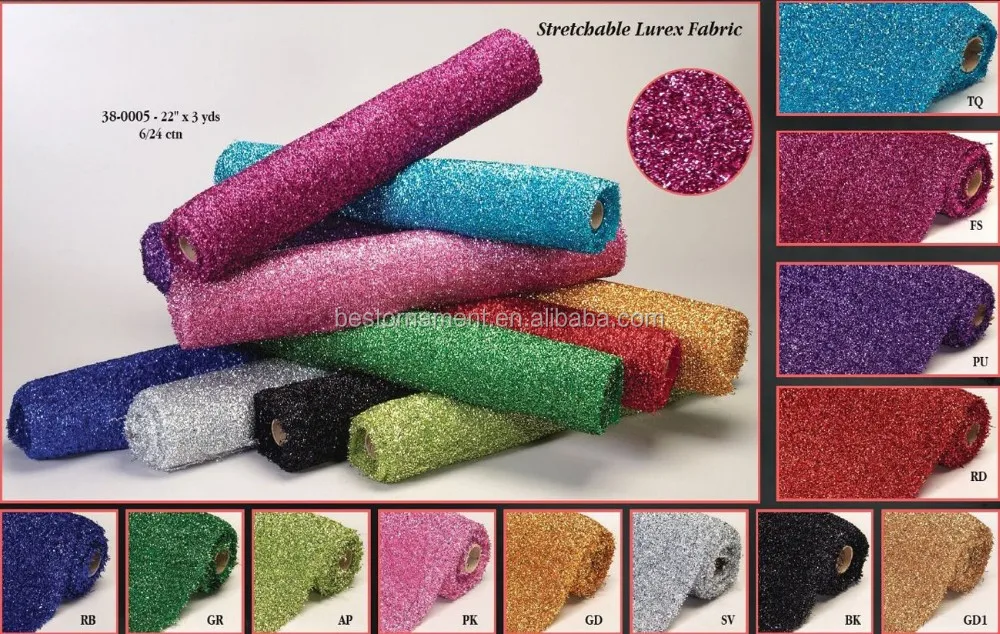 Shiny Sparkle Bling Lurex Elastic Sponge Fabric Ribbon Rolls