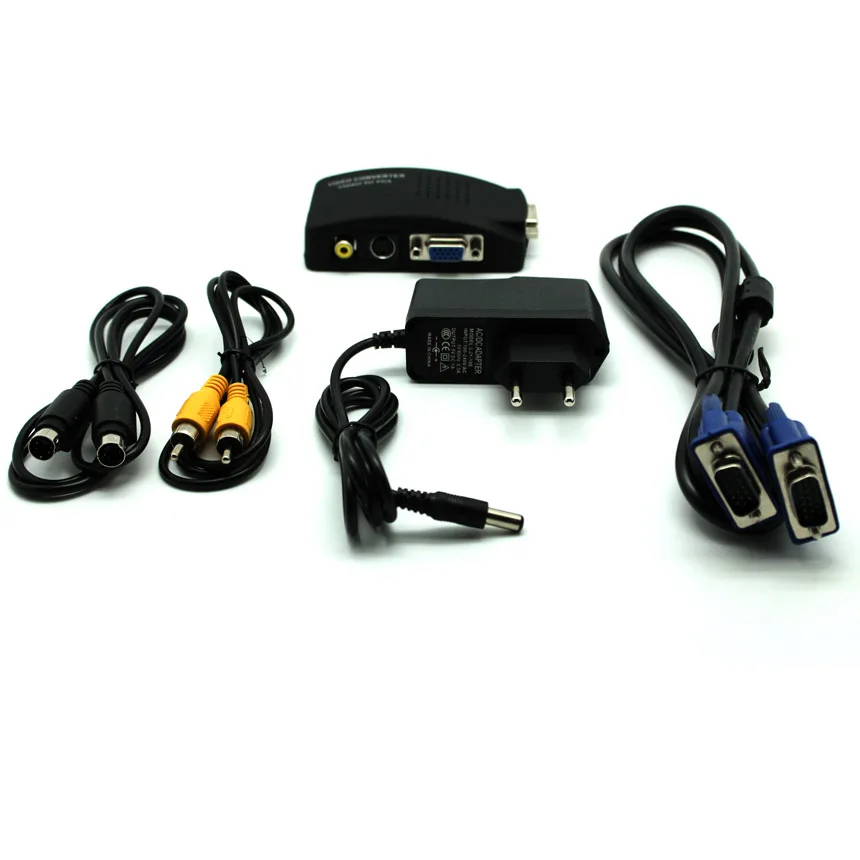 Rca Composite S-video Bnc Av Vga Input To Vga Output Converter Box For Cctv Dvr Pc Laptop To Tv ...