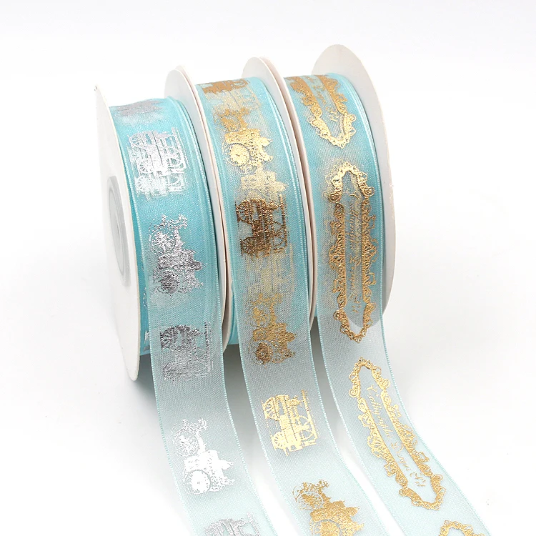 Ribbon Factory Wholesale Gold Foil Printed Organza Ribbon - Buy Organza ...