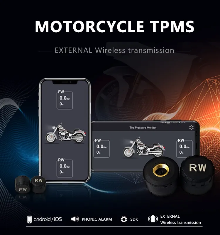 Motorcycle Tpms - Wireless Tire Pressure Monitoring System