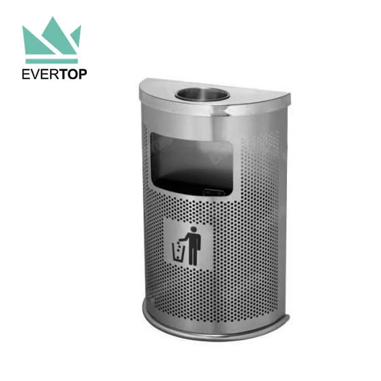 Db-55 Half Round Stainless Steel Perforated Litter Bin Half Moon ...
