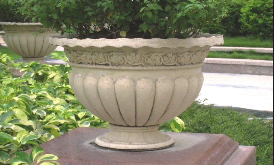 High Strength Sandstone Concrete Urn Planters for Outdoor