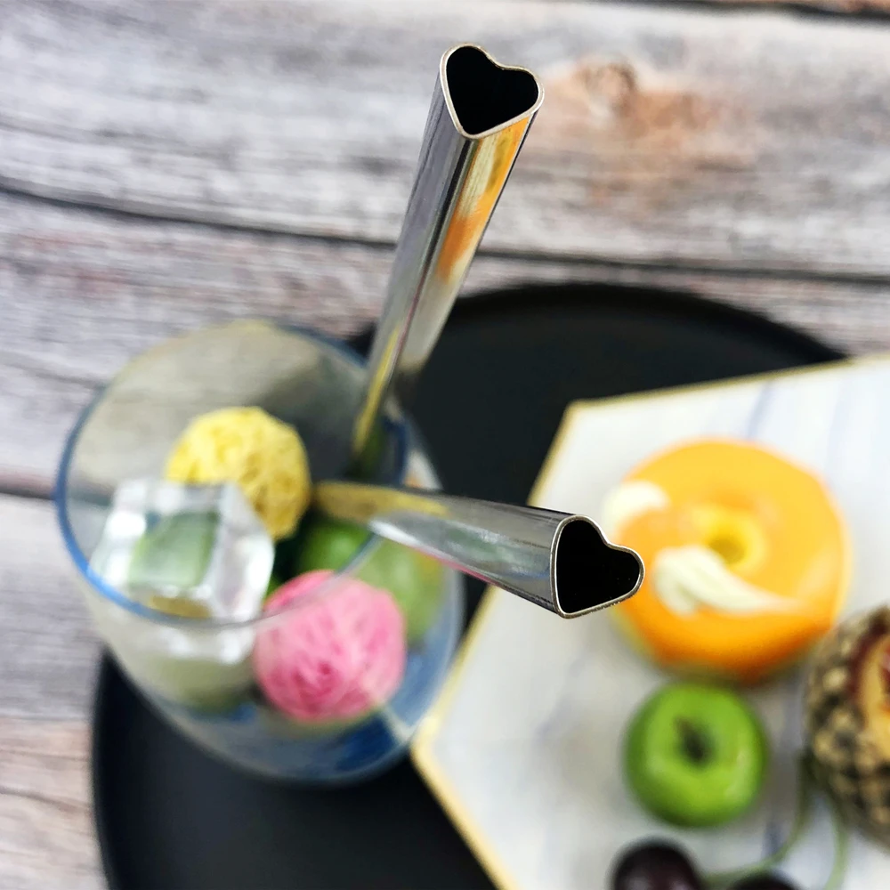 Heart Shaped Stainless Steel Straws - Reusable & Eco-friendly