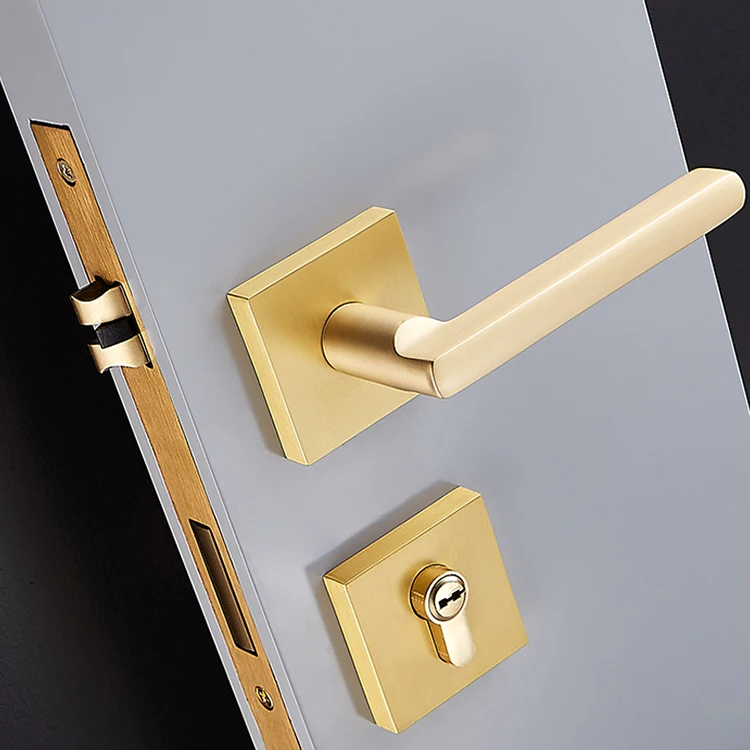 Square Brass Split Door Handle Lock Set For Bedroom Kitchen Cl-0521 ...