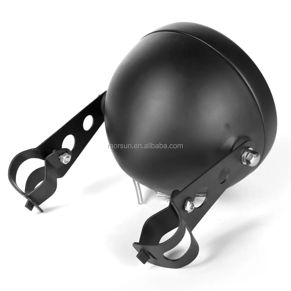 5.75 Inch Headlight Bucket for Motorcycle - Black/chrome LED