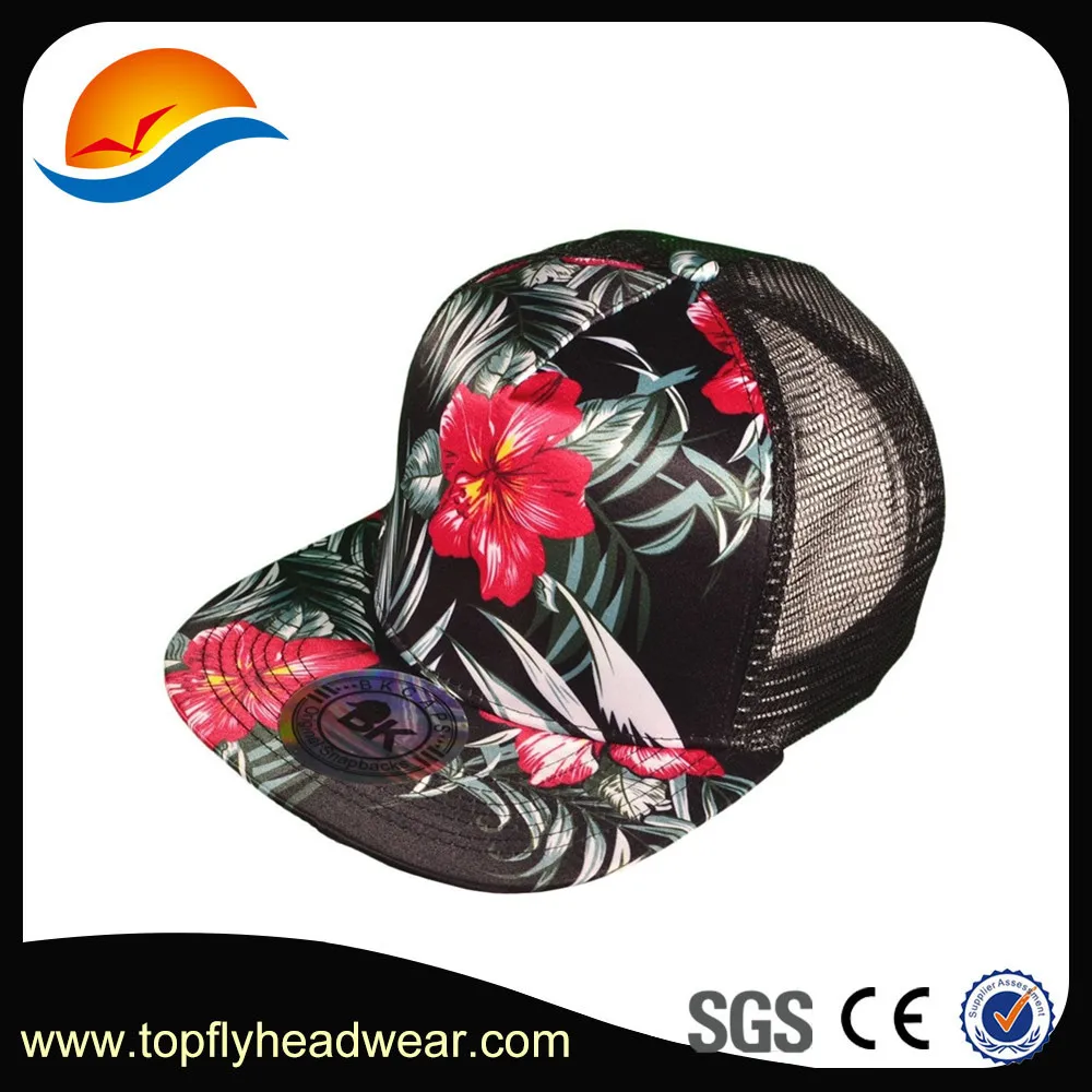Custom Hawaii Floral Printing Trucker Hat/ Screen Printing Trucker Hat ...