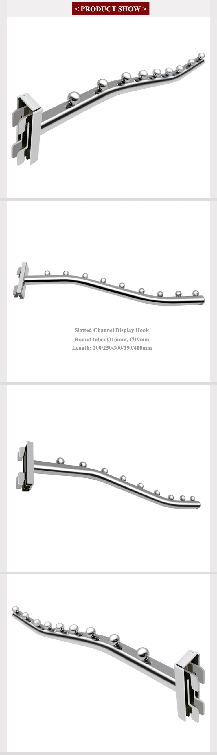 Clothing Store Round Tube Waterfall Metal Chrome Hooks