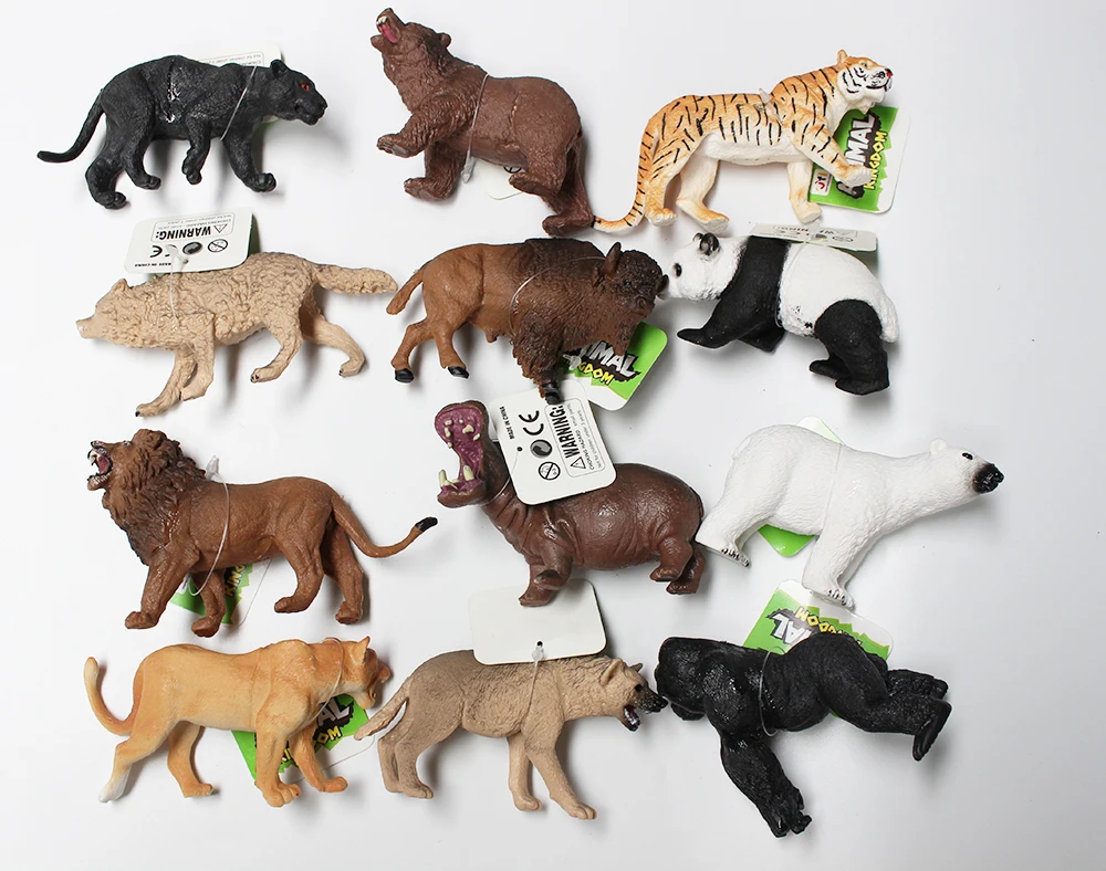 12 Kinds Mixed 3D Model Plastic Animal Figurines for Kids - Educational ...