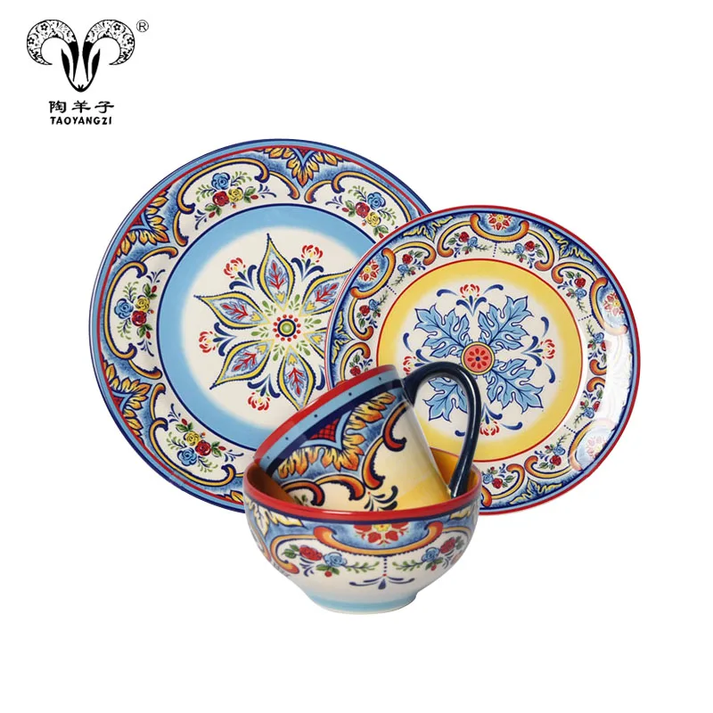 Moroccan Style Vintage 16pcs Dinnerware Set Ceramic Tableware Set - Buy ...