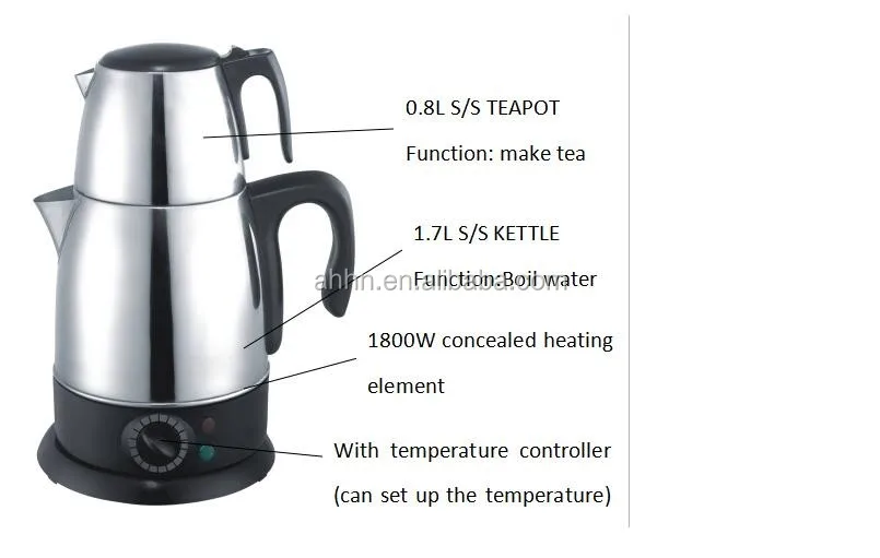 Electrical Turkish Tea Maker - 0.7 L Pot & 1.8 L Kettle