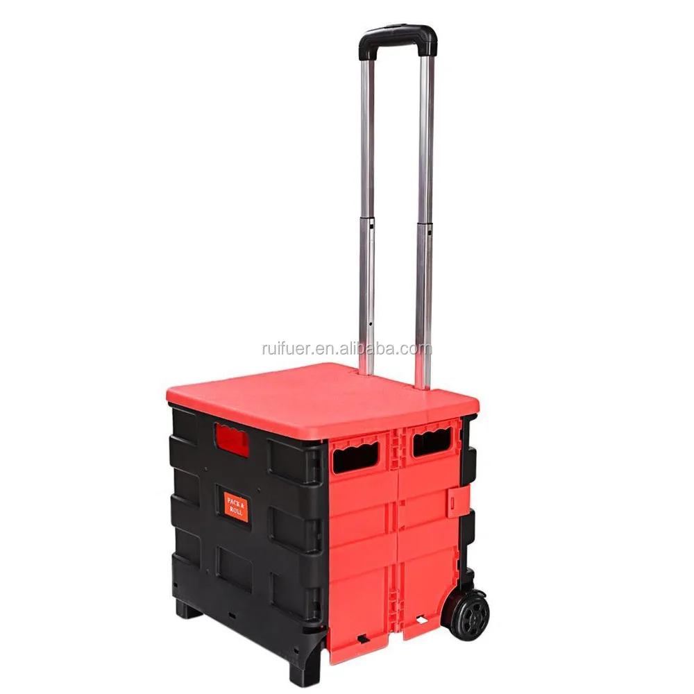 Two-wheeled Folding Trolley With Cover Plastic Lightweight Portable ...
