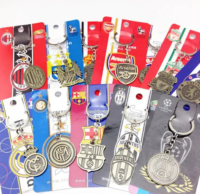 Europe's Football Leagues Club Keychain Soccer Club Logo Bronze ...