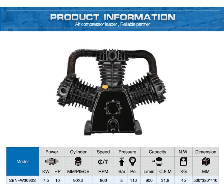 Direct Manufacturer Good Quality 3 Cylinder 7.5w 10hp Air Compressor ...
