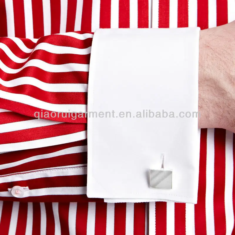 Men's Slim Fit Red Striped French Cuff Signature Shirt - Buy Men French ...