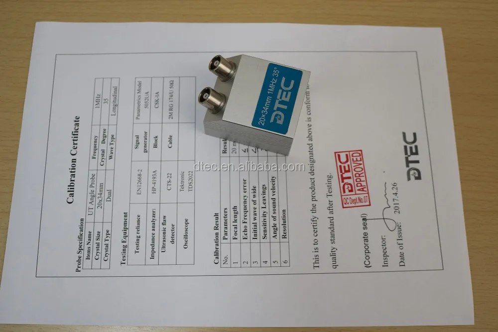 Dtec Dual Angle Ut Probe,20x34mm,1mhz,35 Degree,Lemo Lemo Port For Ut ...