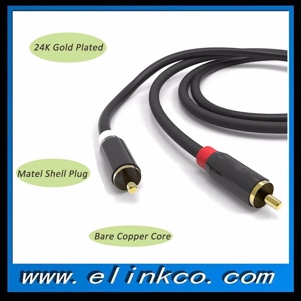 Premium 24k Gold Plated 2rca Male To 2rca Male Stereo Audio Cable - Buy 2rca Male To 2rca Male ...