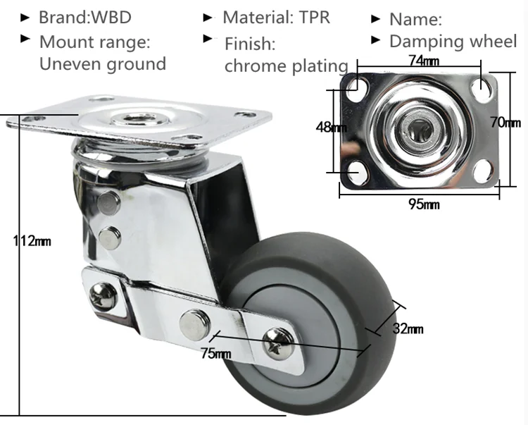 WBD Spring Loaded Casters - Heavy Duty Shock Absorbing Wheels