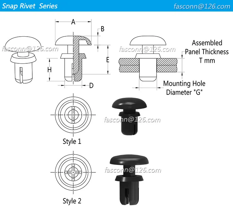 Round Head Heat Resistant Nylon Snap Rivets - Natural Color