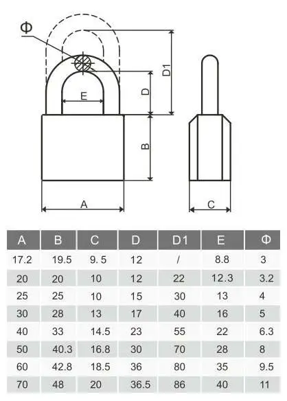 50mm Brass Padlock Key with Master Key - Secure Your Assets