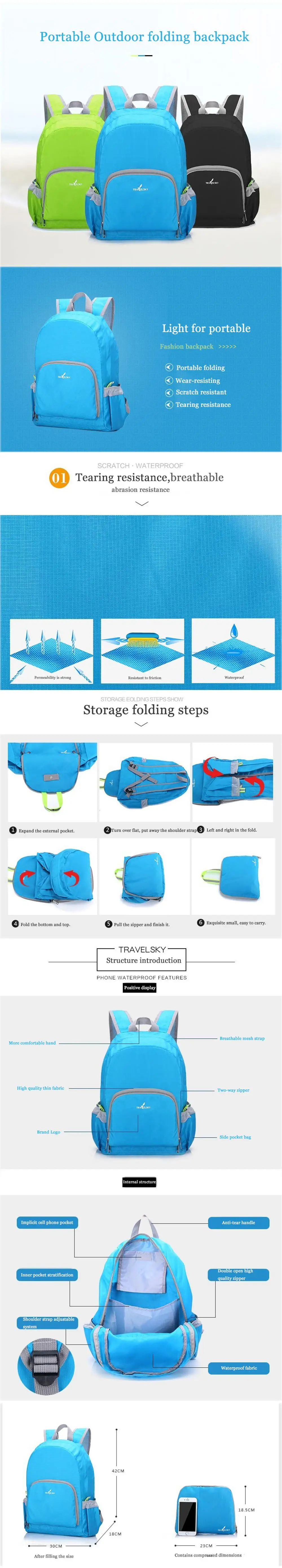 In Stock Self-package Ultra Light Durable Travel Packable Backpack ...