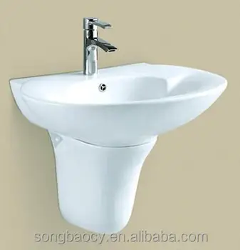 D2204 Bathroom Ceramic Face Wash Basin With Half Pedestal Design - Buy ...