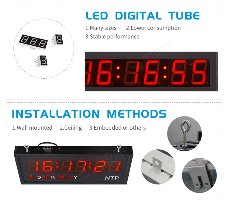 Custom Led Digital Clock With Ntp Gps Time Sync Poe Available - Buy ...