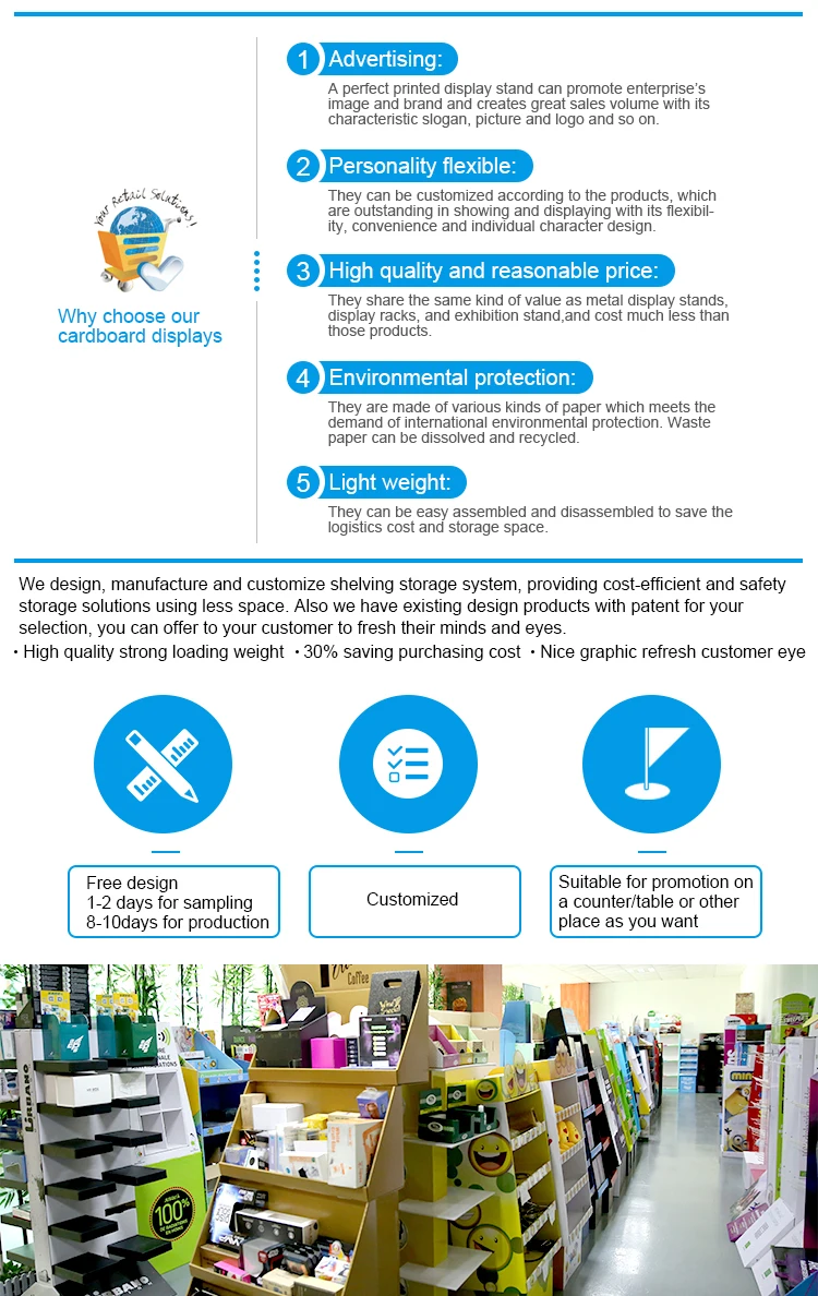 High Quality Custom Design 4c Promotion Cardboard Counter Display For ...