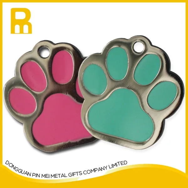 Footprint Shaped Pet Dog Tags With Metal Logo Plate - Buy Footprint Dog ...