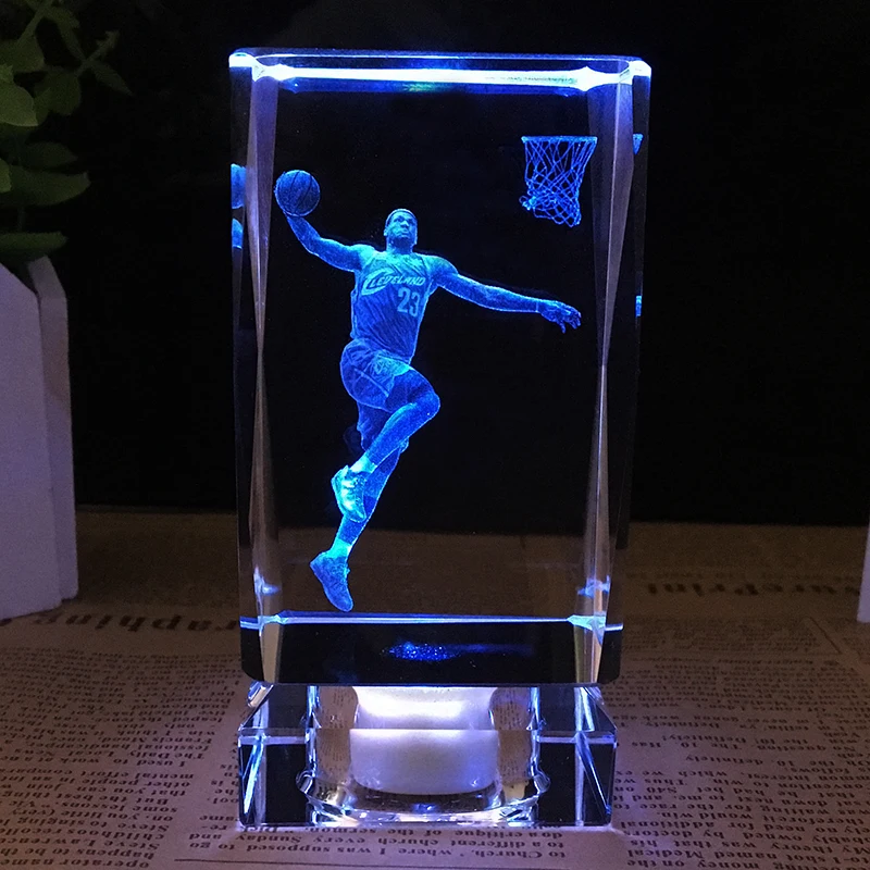 K9 Crystal Cube Figurine Nba Basketball Star Curry Model Crystal Glass ...