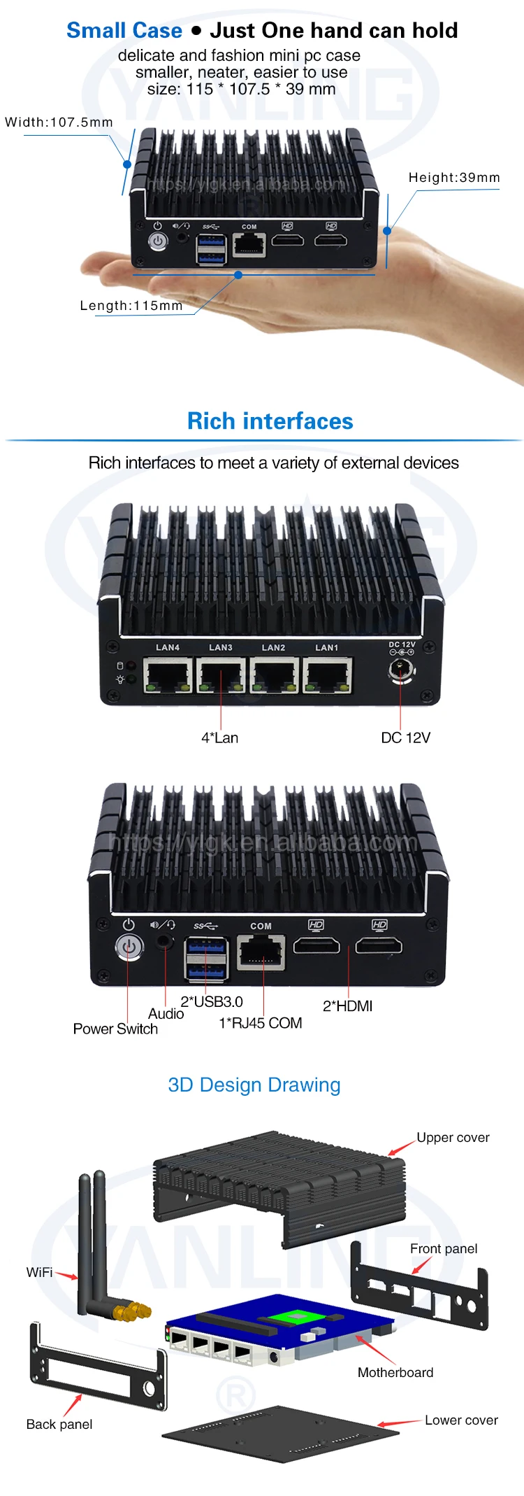 Yanling Linux Mini PC - Quad Core Intel Celeron J3160