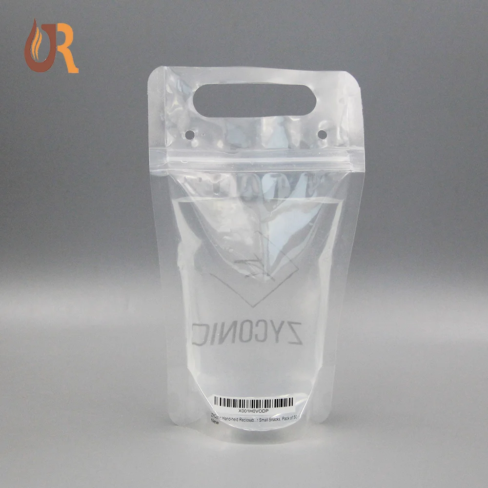 Zipper Pouch and Reusable Clear Drinking Beverage Bag/Transparent ...