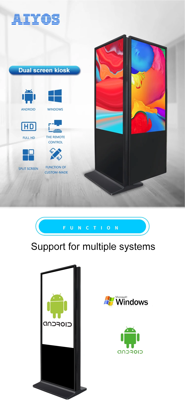 Rk3288/rk3399 Totem Kiosk 55 Pollice Lcd Advertising Screen Digital ...
