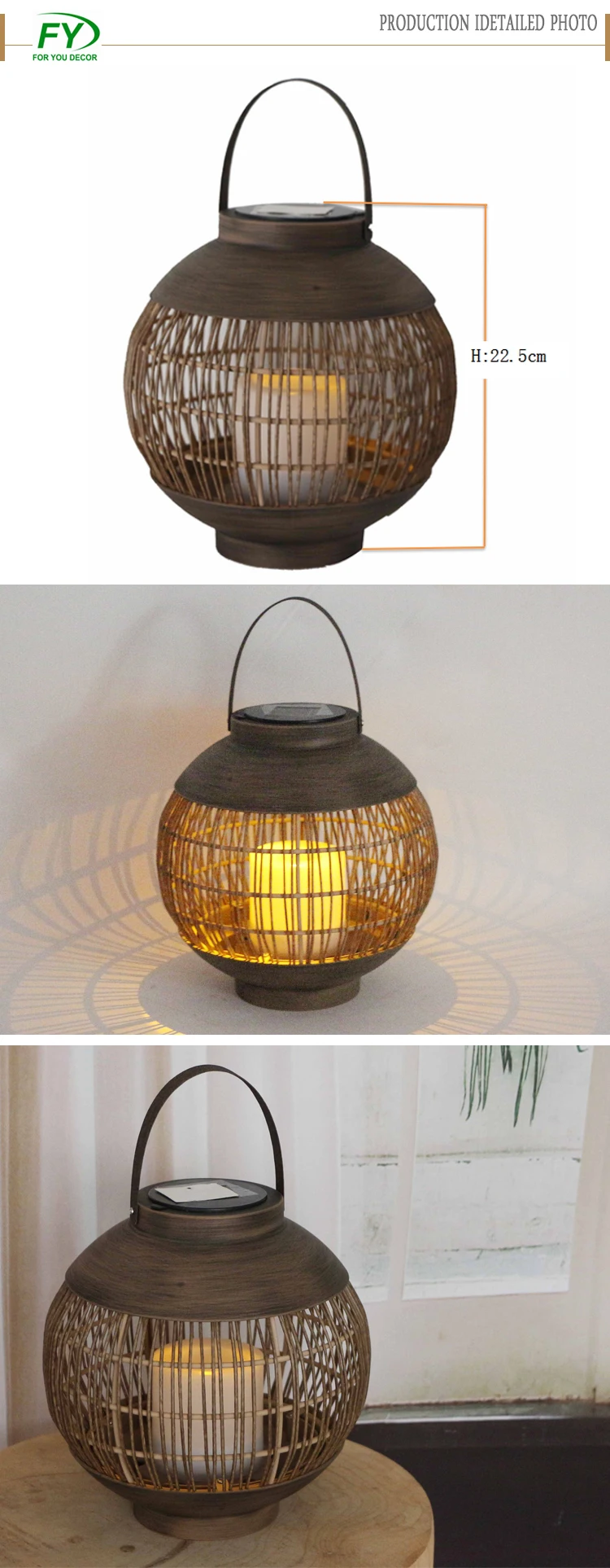 Round Home And Garden Decoration Plastic Lantern With Led Candle Inside ...