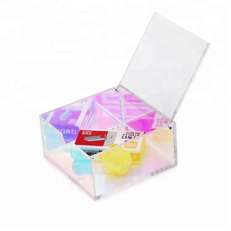 Small Iridescent Acrylic Organizer Storage Box With Lid - Buy Storage ...