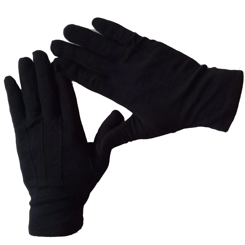 100% Cotton Black Gloves Cadet Waiter Army Butler Brass - Buy ...