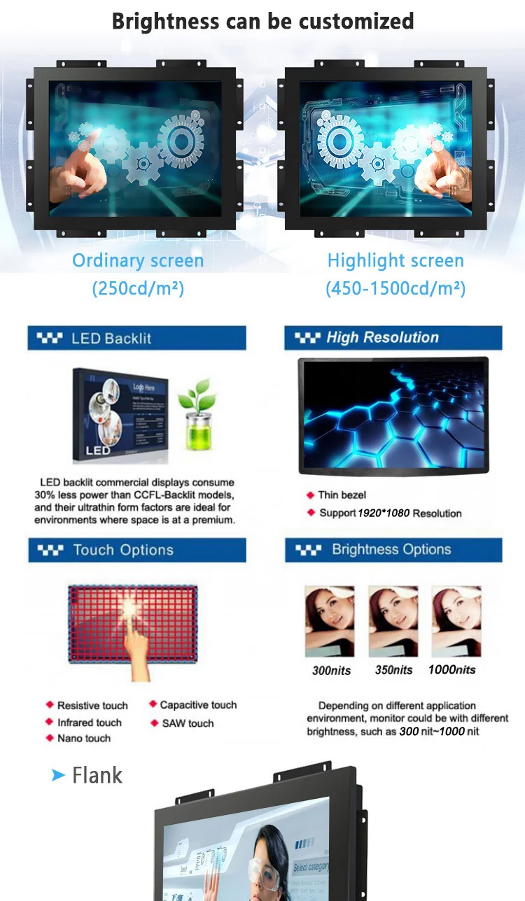 Open Frame Kiosk Vending Machine Pos Display Touchscreen Monitor 15 17 ...